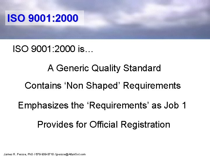Altair Solutions CMMI ISO 9001 2000 Six Sigma