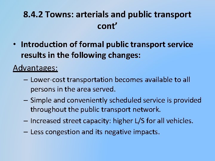 CHAPTER 8 THEORY OF URBAN PASSENGER TRANSPORT MODES