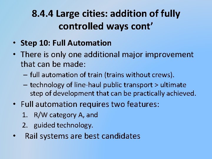 CHAPTER 8 THEORY OF URBAN PASSENGER TRANSPORT MODES