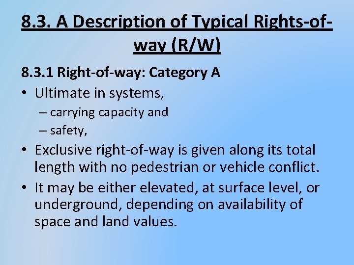 CHAPTER 8 THEORY OF URBAN PASSENGER TRANSPORT MODES