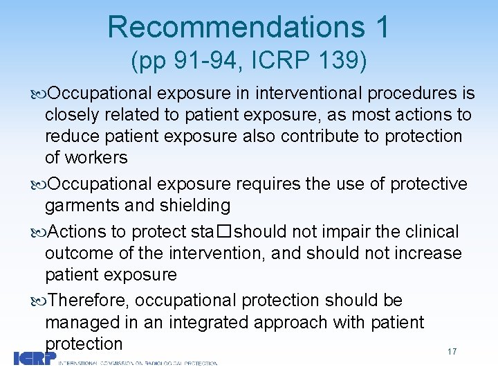 Occupational Radiological Protection in Interventional Procedures ICRP ...