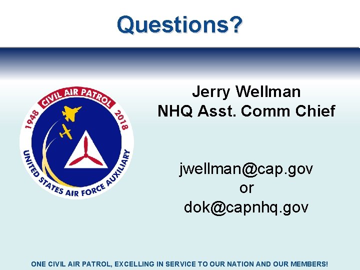 Civil Air Patrol Communications SQTRs Col Jerry Wellman