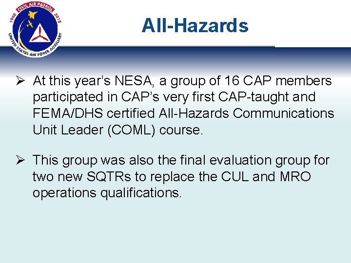 Civil Air Patrol Communications SQTRs Col Jerry Wellman