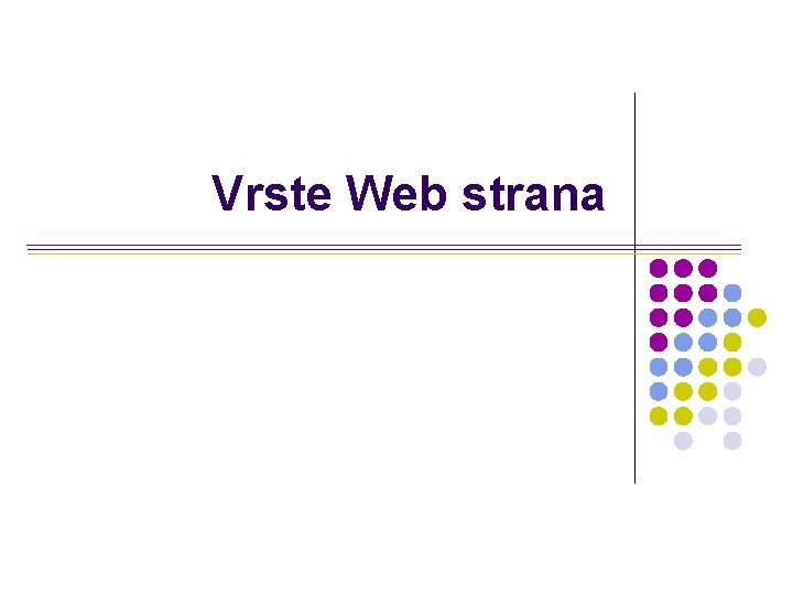 Vrste strana i njihova organizacija Definicija Web strane