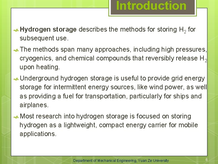 Chapter 4 Hydrogen Storage Materials Department of Mechanical