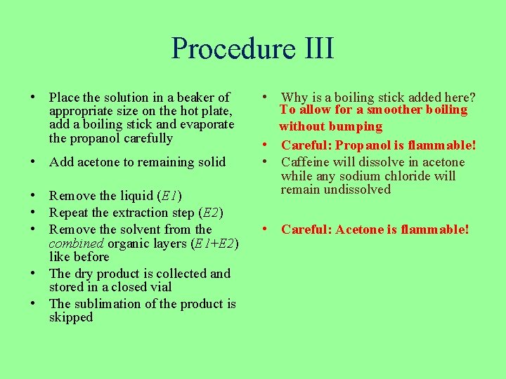 Lecture 3 a Extraction of Caffeine from Tea