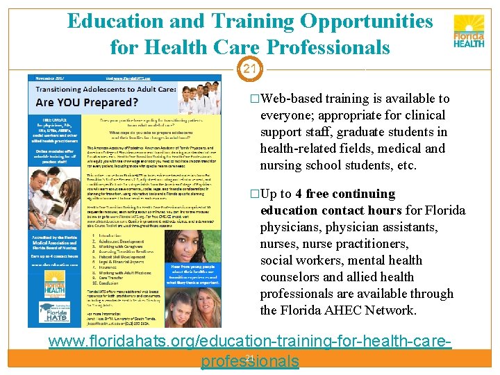 Clinician Information Packet Transition from Pediatric to Adult
