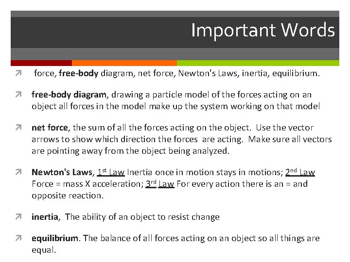 Physics Vocabulary Words Force Created by Mrs Caesar