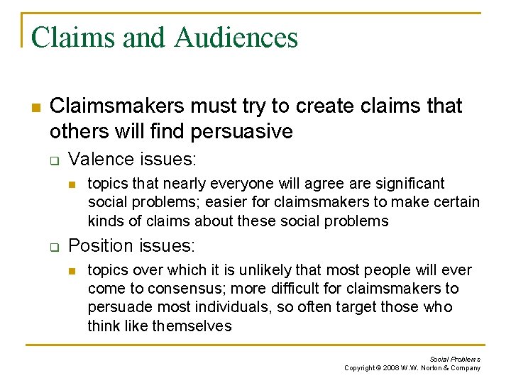 Norton Media Library Chapter 2 Claims Joel Best