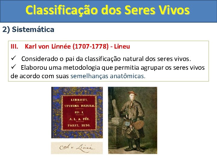 Classificao dos Seres Vivos Aula de Biologia Tema