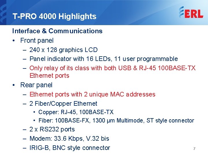 Rels de Proteccin ERLPhase TPRO Transformer Protection Relay