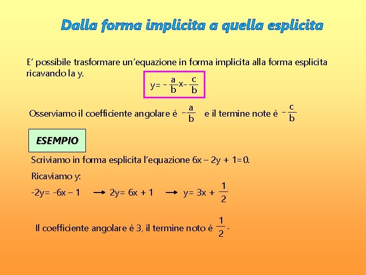 Le equazioni delle bisettrici dei quadranti del piano