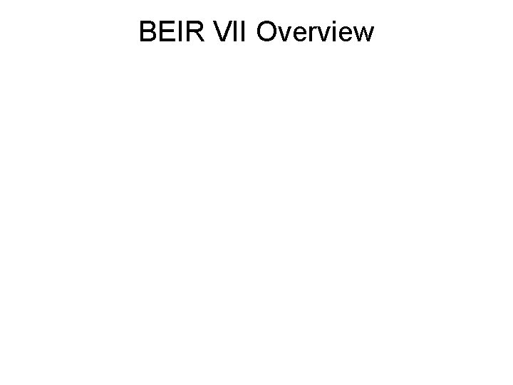 BEIR VII Update on the risks of lowlevel