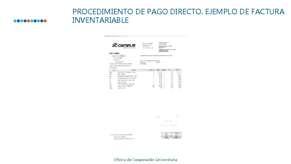 PROCEDIMIENTO DE PAGO DIRECTO EJEMPLO DE FACTURA CON