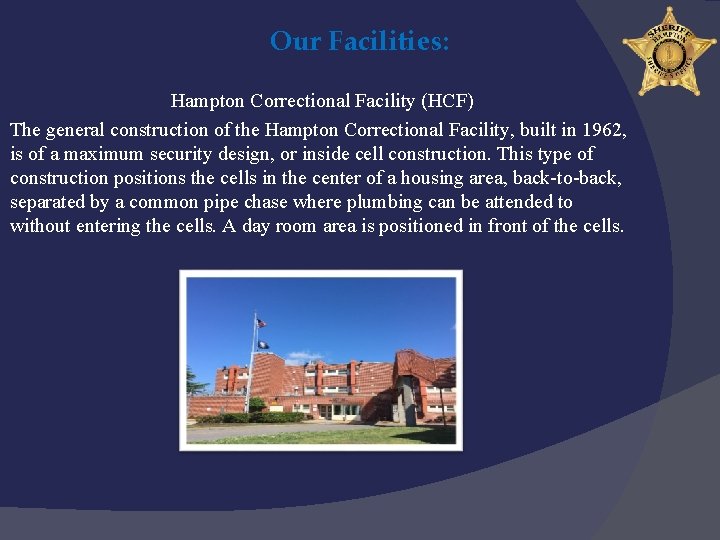 WELCOME TO THE HAMPTON SHERIFFS OFFICE B J