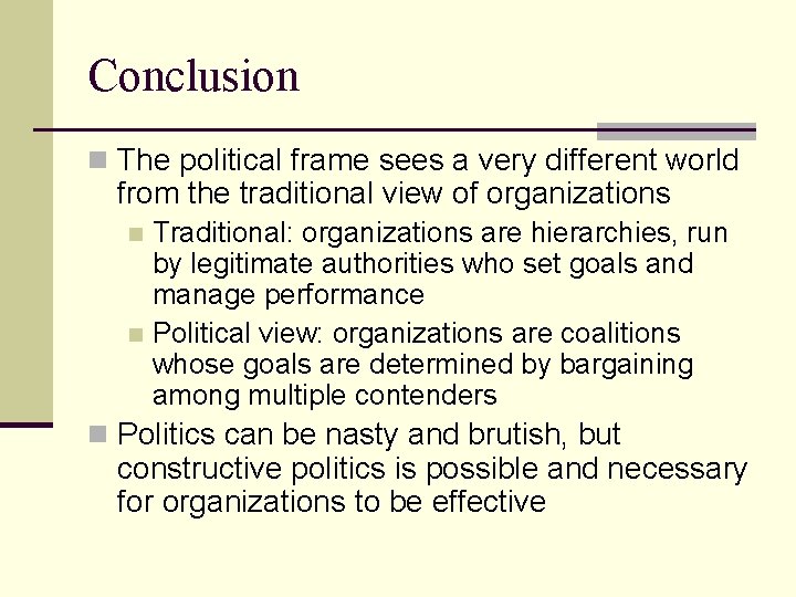 Reframing Organizations 4 th ed Chapter 9 Power