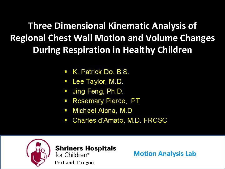 Three Dimensional Kinematic Analysis of Regional Chest Wall