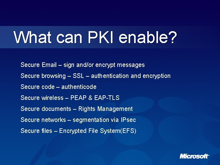 Public Key Infrastructure Deep Dive PKI session SHOWING