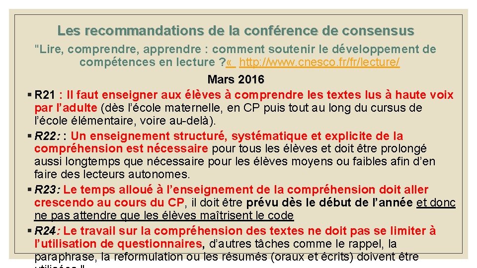 Enseigner la comprhension de texte au CYCLE 2