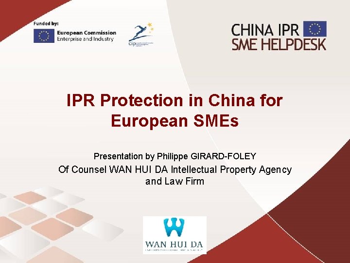 IPR Protection in China for European SMEs Presentation