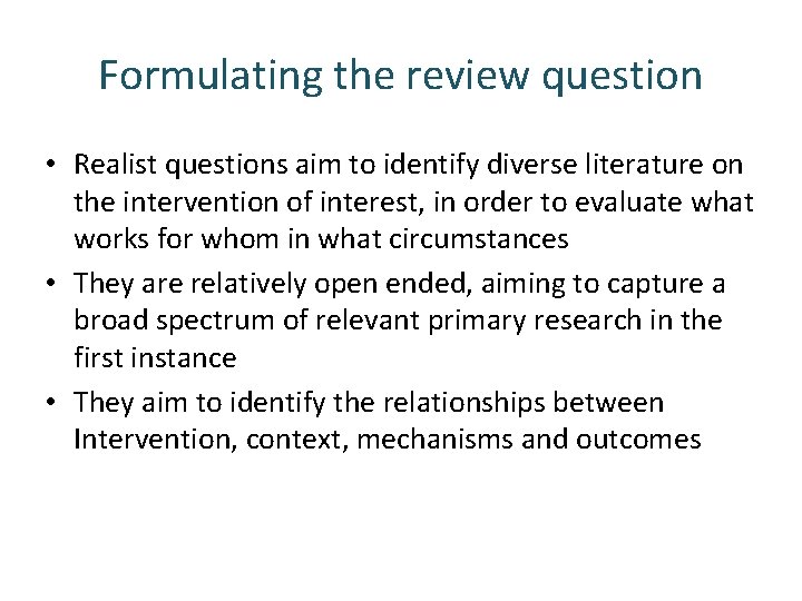 Realist Synthesis 101 Dr Andrew Booth Illustrating a