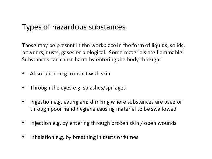 Hazardous substances briefing COSHH The aim of this