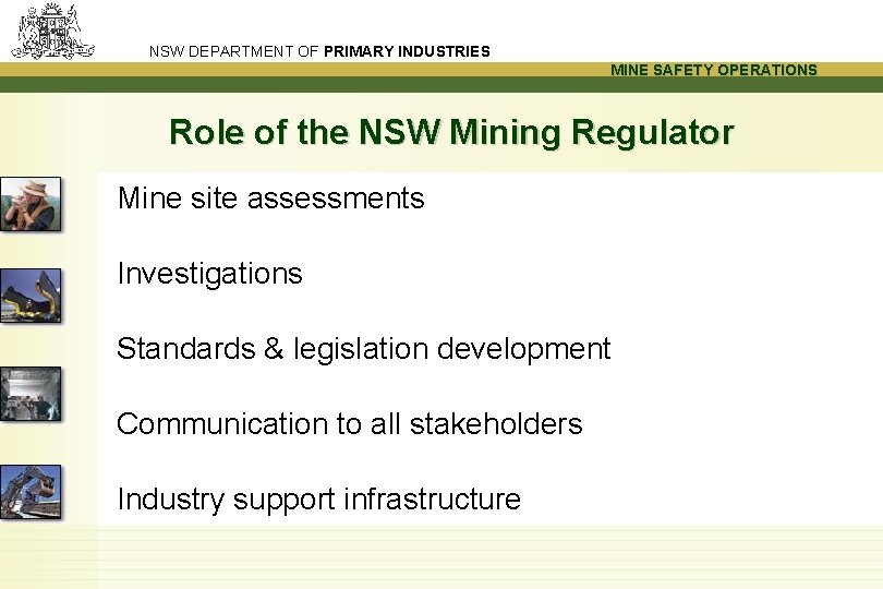 NSW DEPARTMENT OF PRIMARY INDUSTRIES MINE SAFETY OPERATIONS