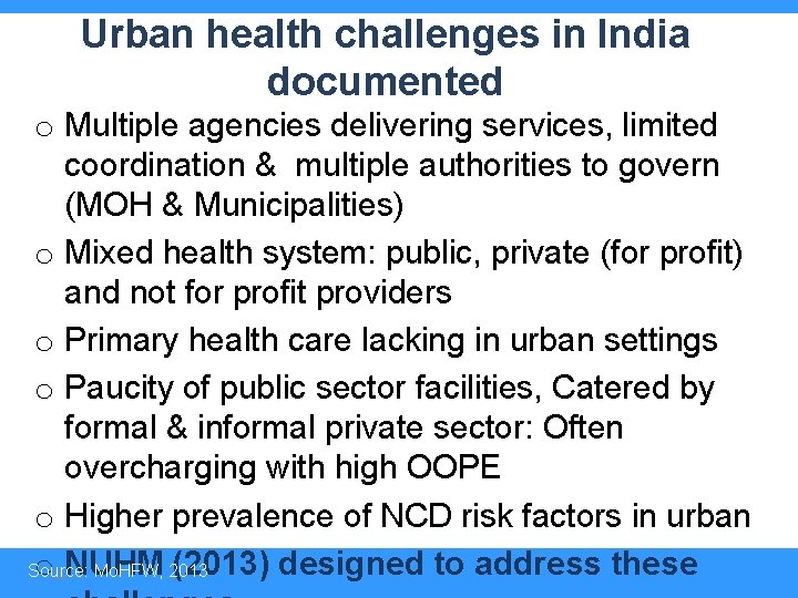 Strengthening Urban Health for advancing Universal Health Coverage