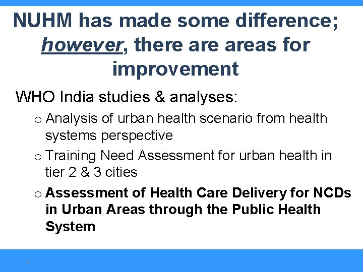 Strengthening Urban Health for advancing Universal Health Coverage