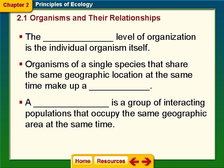 Levels of Organization Relationships 2 1 State Standard