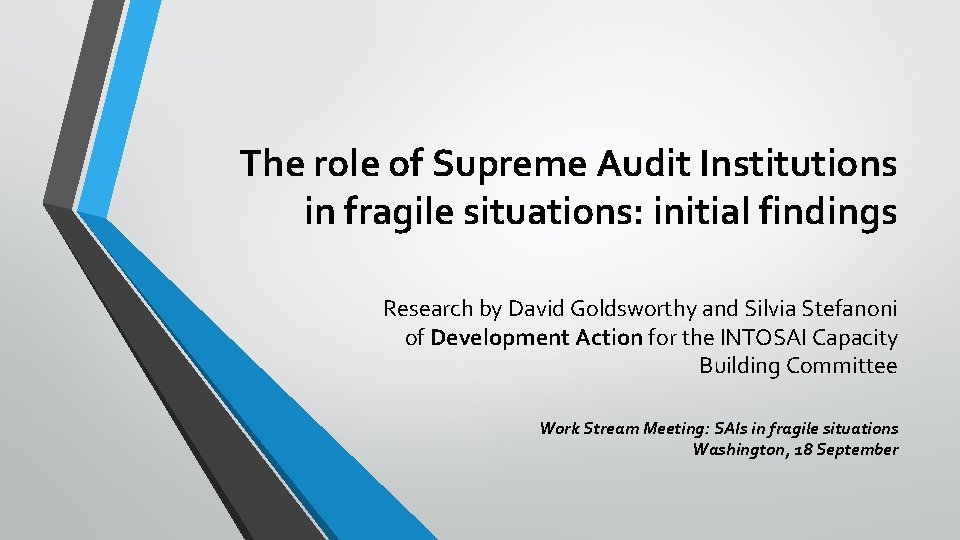 The role of Supreme Audit Institutions in fragile