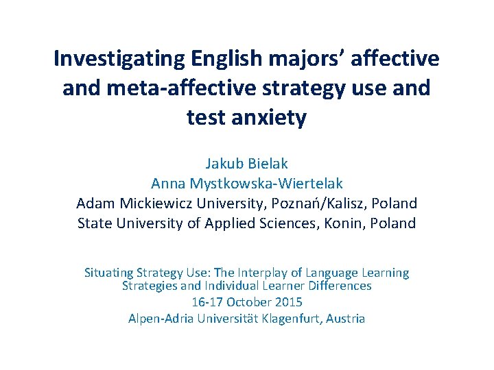 Investigating English majors affective and metaaffective strategy use
