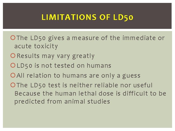 DETERMINATION OF LD 50 Laboratory of Toxicology LETHAL