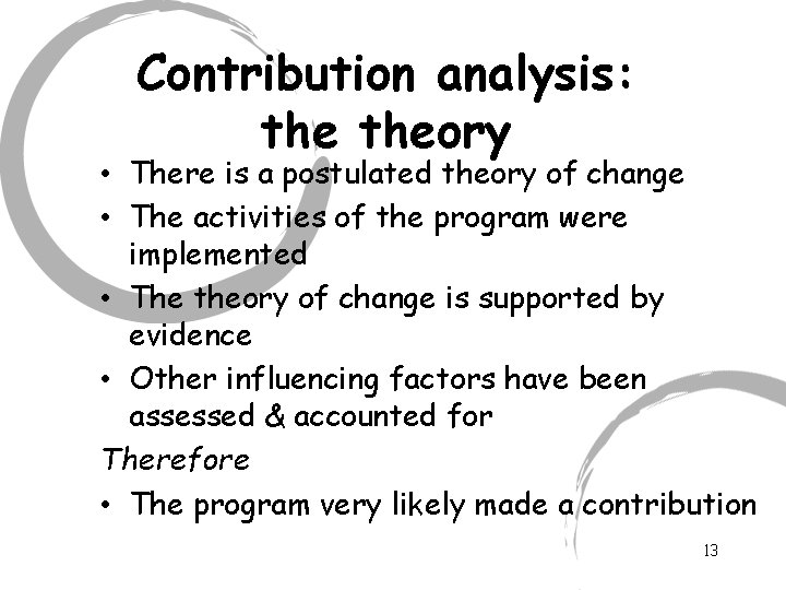 Workshop on Using Contribution Analysis to Address CauseEffect