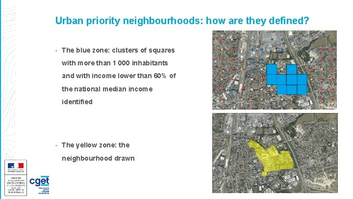 Define urban French policy with territorial data Territorial