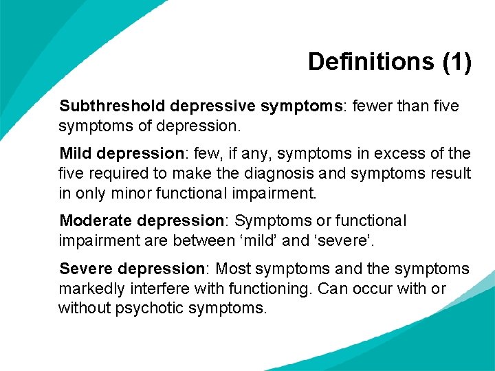 Depression update Implementing NICE guidance 2009 NICE clinical