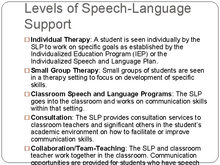 Speech and Language Support Secondary Goals and Transition