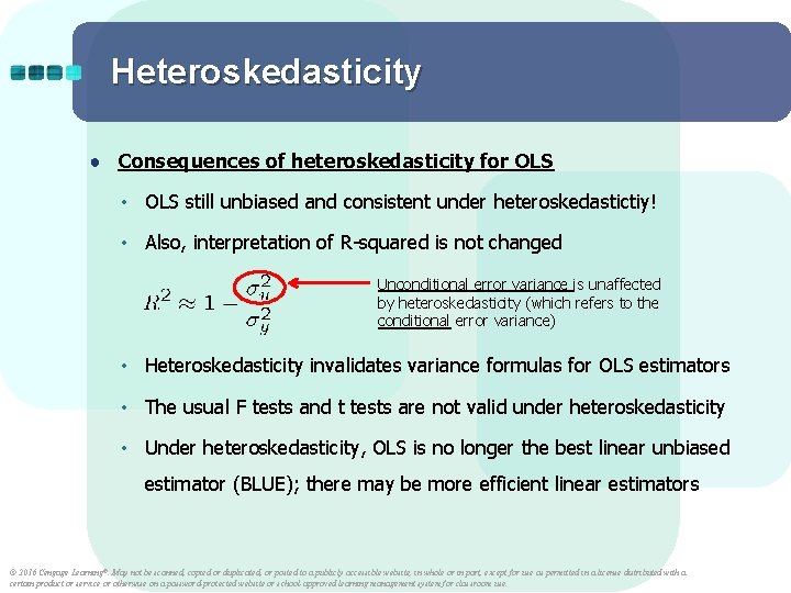 Chapter 8 Heteroskedasticity 2016 Cengage Learning May not