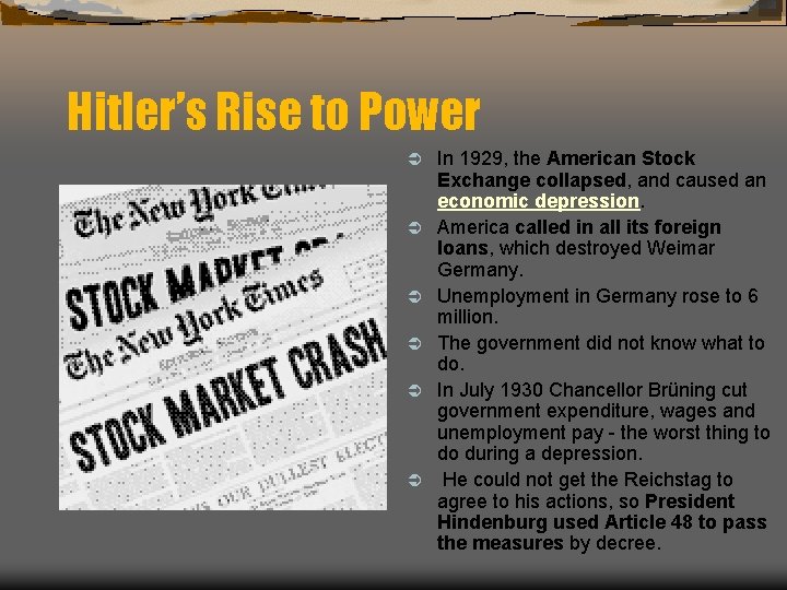 GERMANY 1918 1939 The Rise of Hitler The