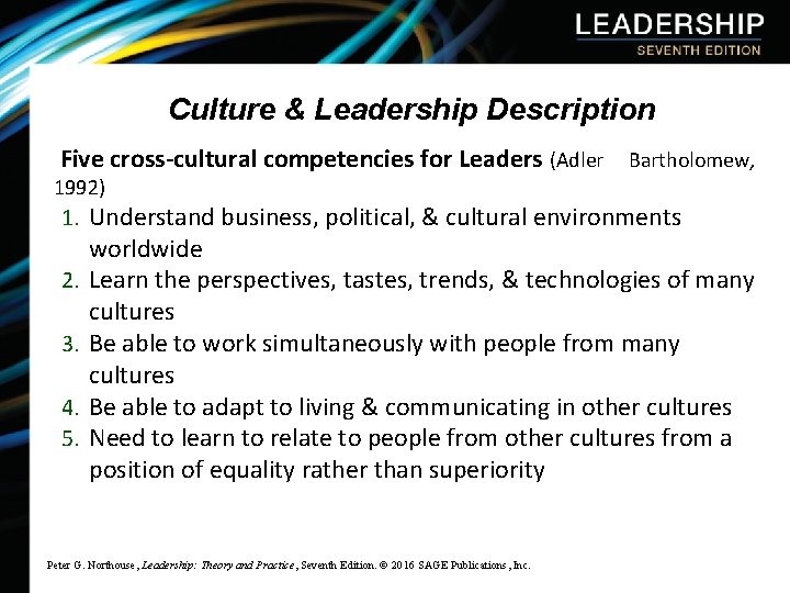 Culture and Leadership Chapter 16 Culture and Leadership