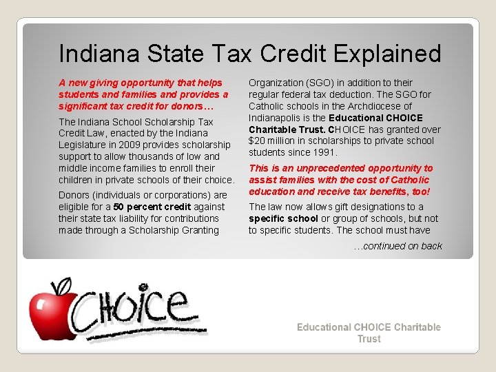 Indiana State Tax Credit Explained A new giving
