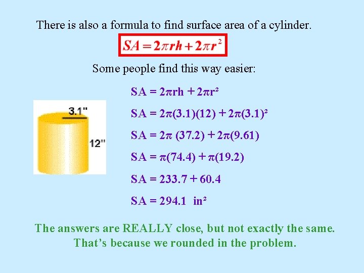 Geometry Formulas Surface Area Volume A formula is
