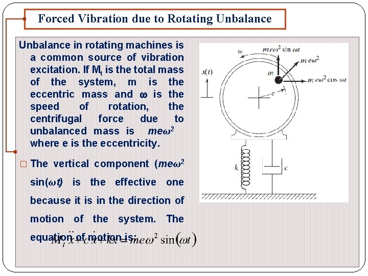Mechanical Vibrations Forced Vibration of a Single Degree