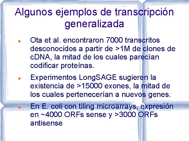 Transcripcin generalizada del genoma Mster en gentica Mdulo