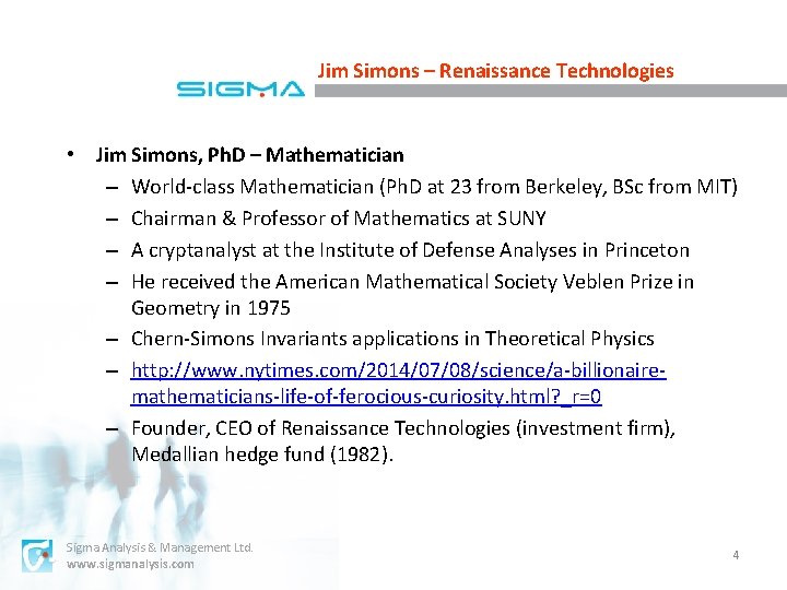MUSINGS OF A MATHEMATICIAN ABOUT THE HEDGE FUND