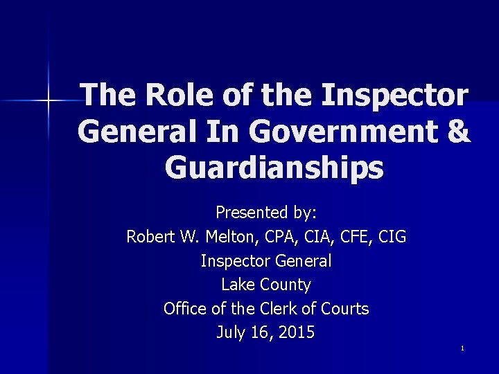 The Role of the Inspector General In Government