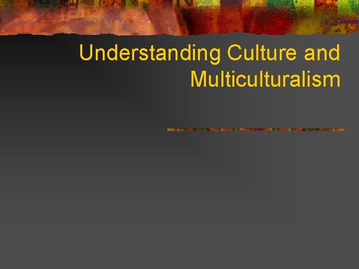 Understanding Culture and Multiculturalism RULES FOR DISCUSSION n