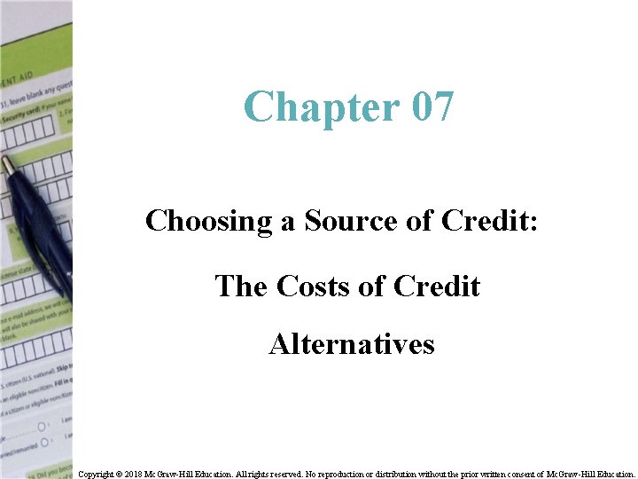 Chapter 07 Choosing a Source of Credit The