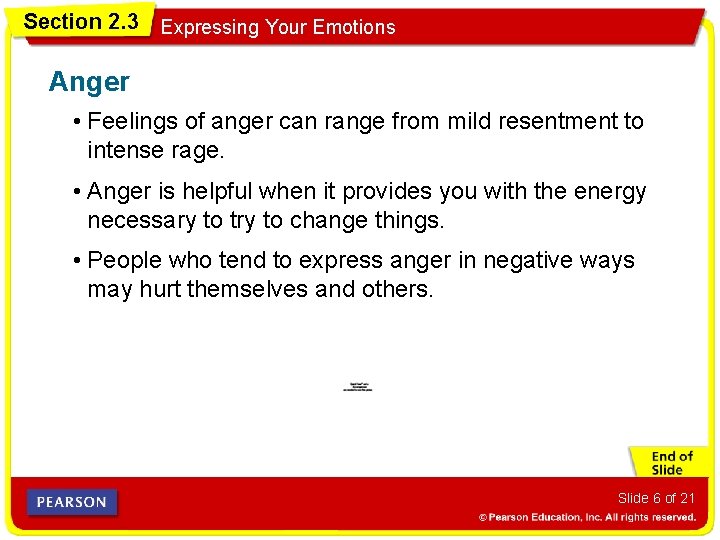 Section 2 3 Expressing Your Emotions Objectives Identify