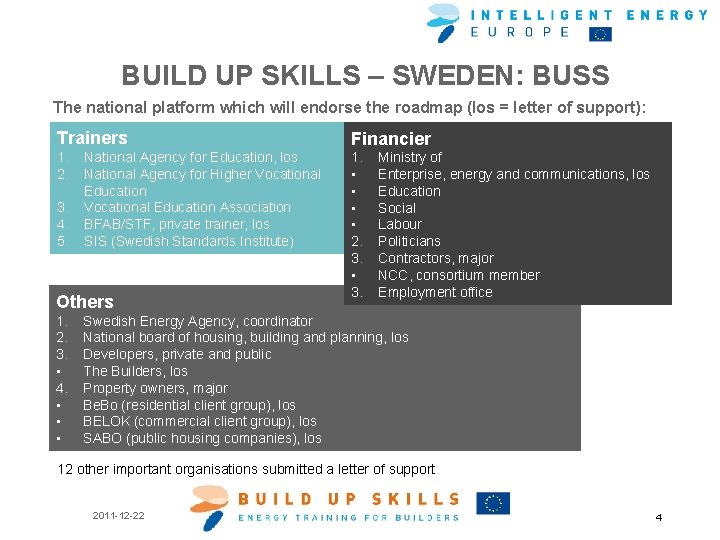 BUILD UP SKILLS SWEDEN BUSS Build up skills